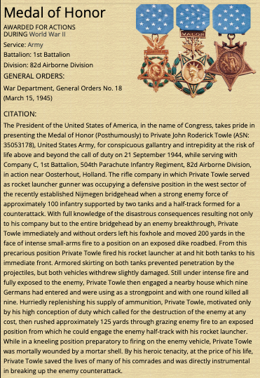 September 21 John Towle Medal of Honor - Flashpoint